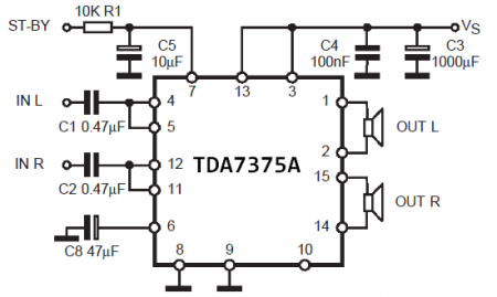 Garso stiprintuvas su TDA7375A 2x26 W | Elektronika.lt